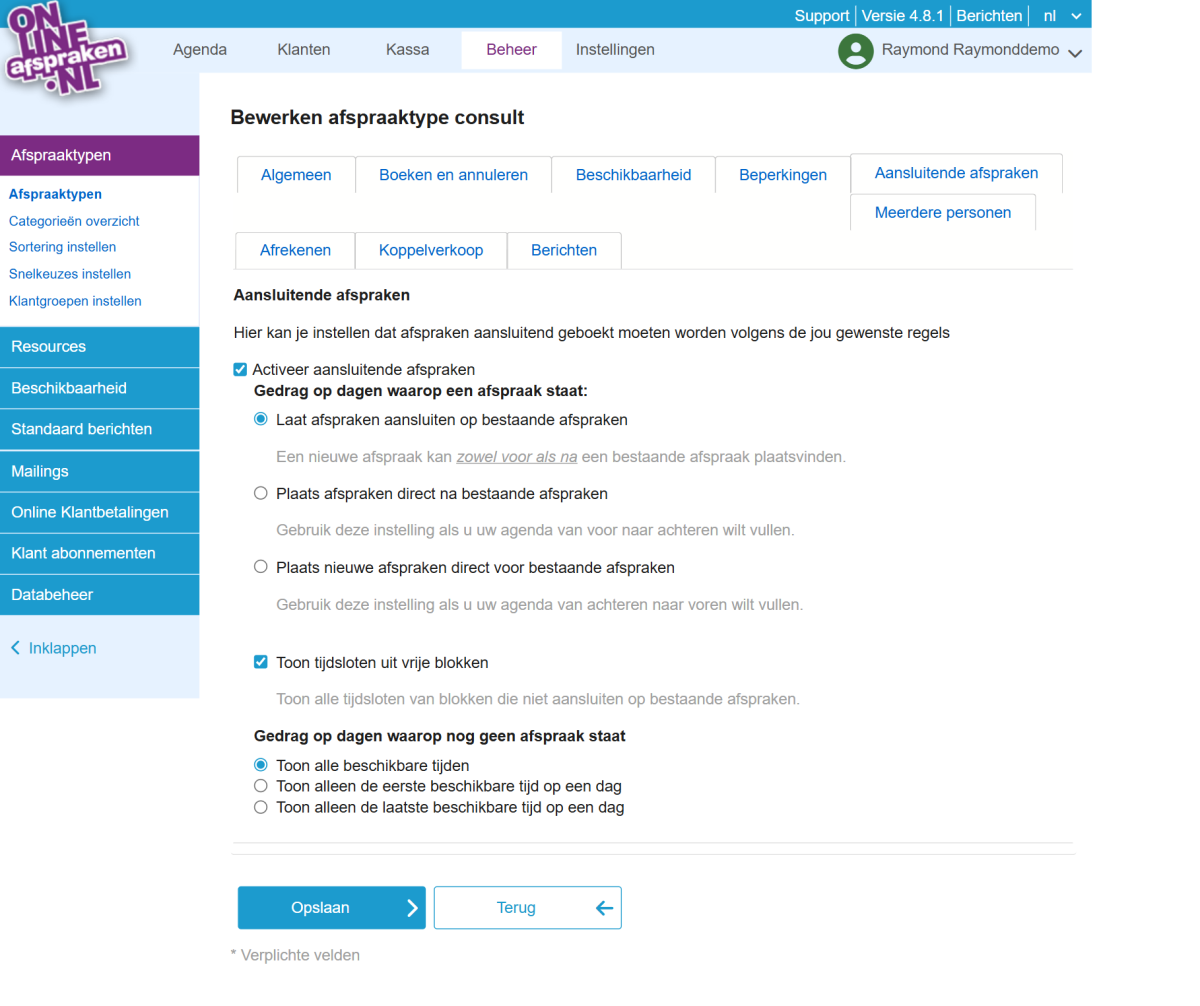Afspraken op elkaar laten aansluiten | Onlineafspraken.nl
